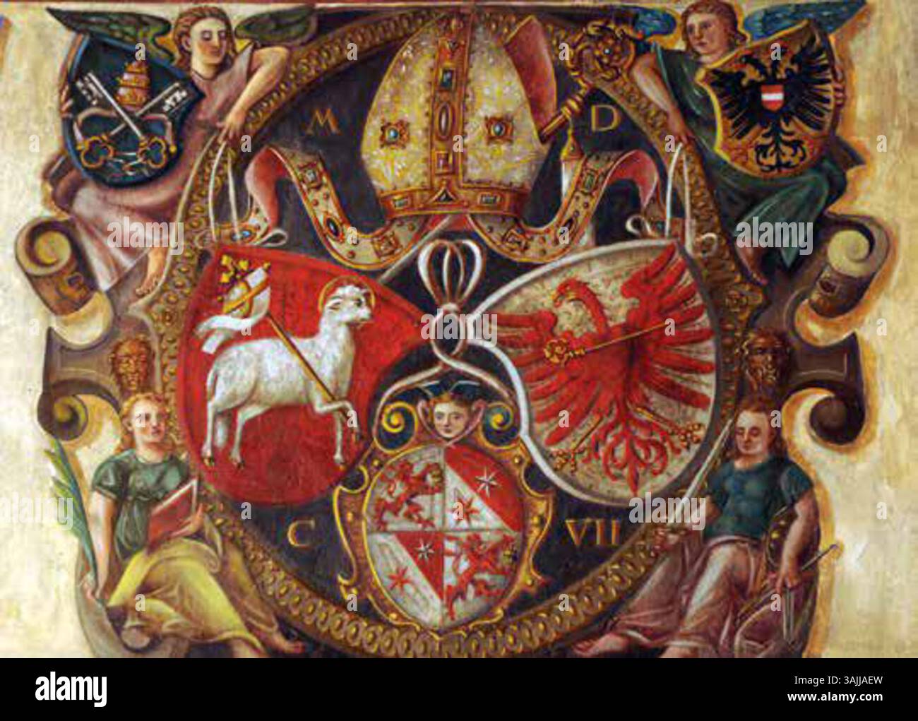 A 1607 heraldic document depicting the coat of arms of Christopher ...