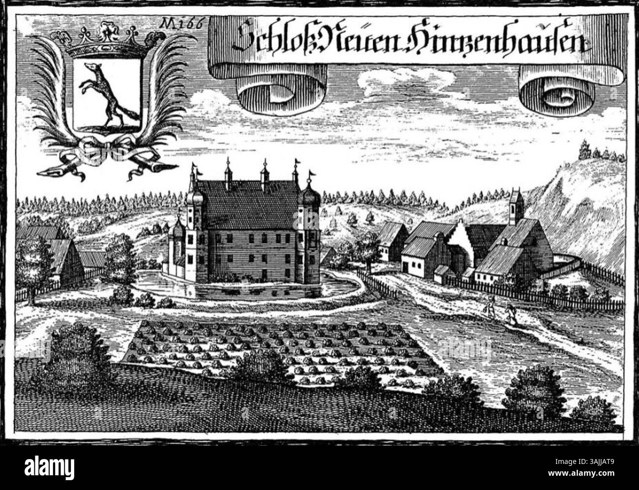 This 1726 illustration shows Burgstall Neuenhinzenhausen, a historic ...