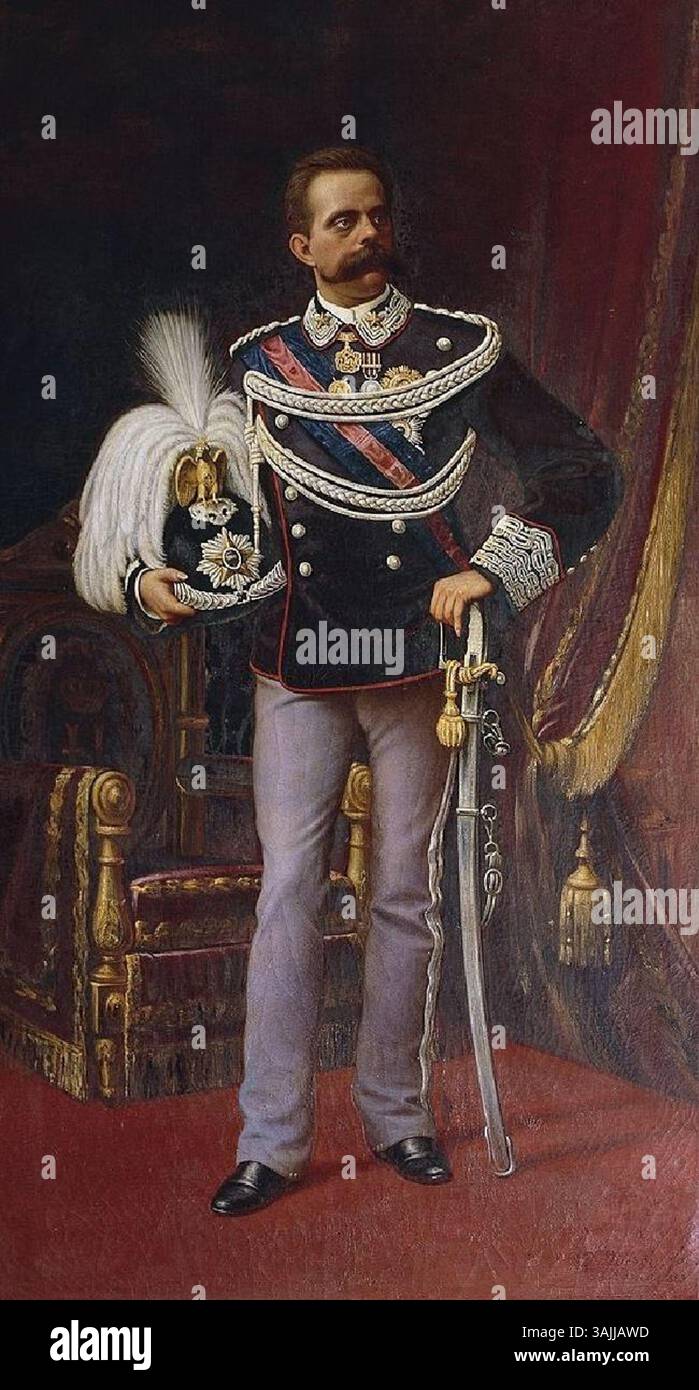This 1880 portrait depicts Umberto I of Savoy, King of Italy ...