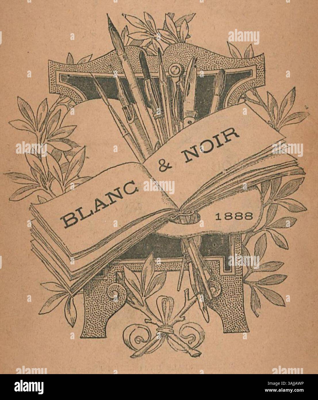 The logo for the 'Exposition internationale de Blanc et Noir' (1888) in ...