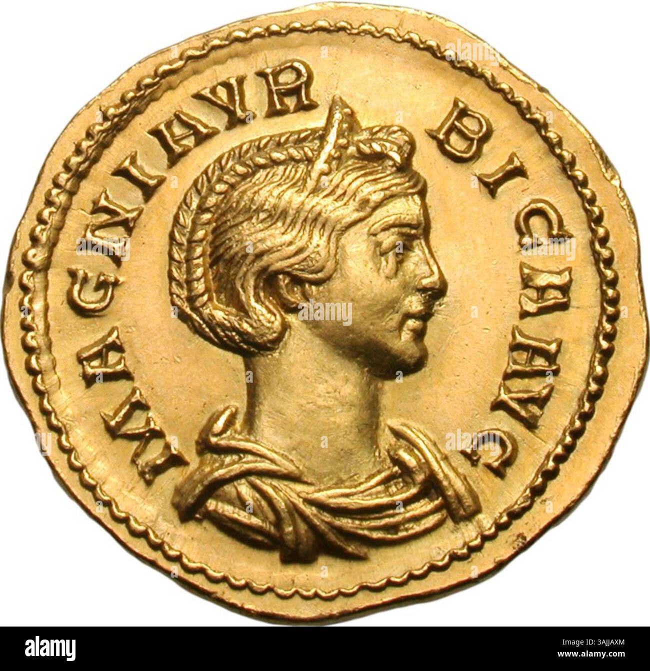 This solidus coin of Magnia Urbica, wife of Carinus, minted in Lugdunum ...
