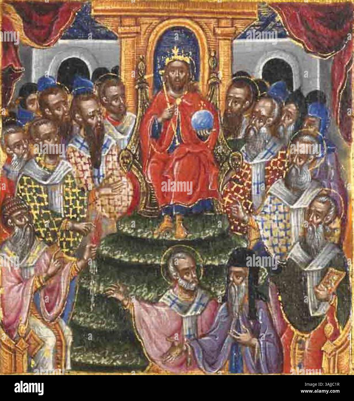 This icon by Theodore Poulakis, painted between 1650 and 1692, shows Saint Nicholas ...