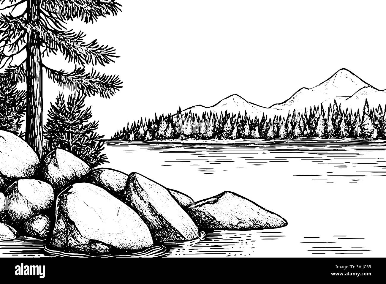 Large rocks in river Stock Vector Images - Alamy