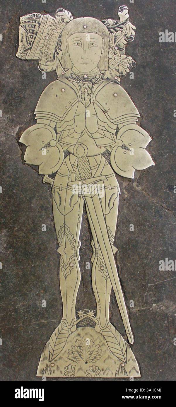 The monumental brass of Sir Anthony Grey, located in St Albans ...