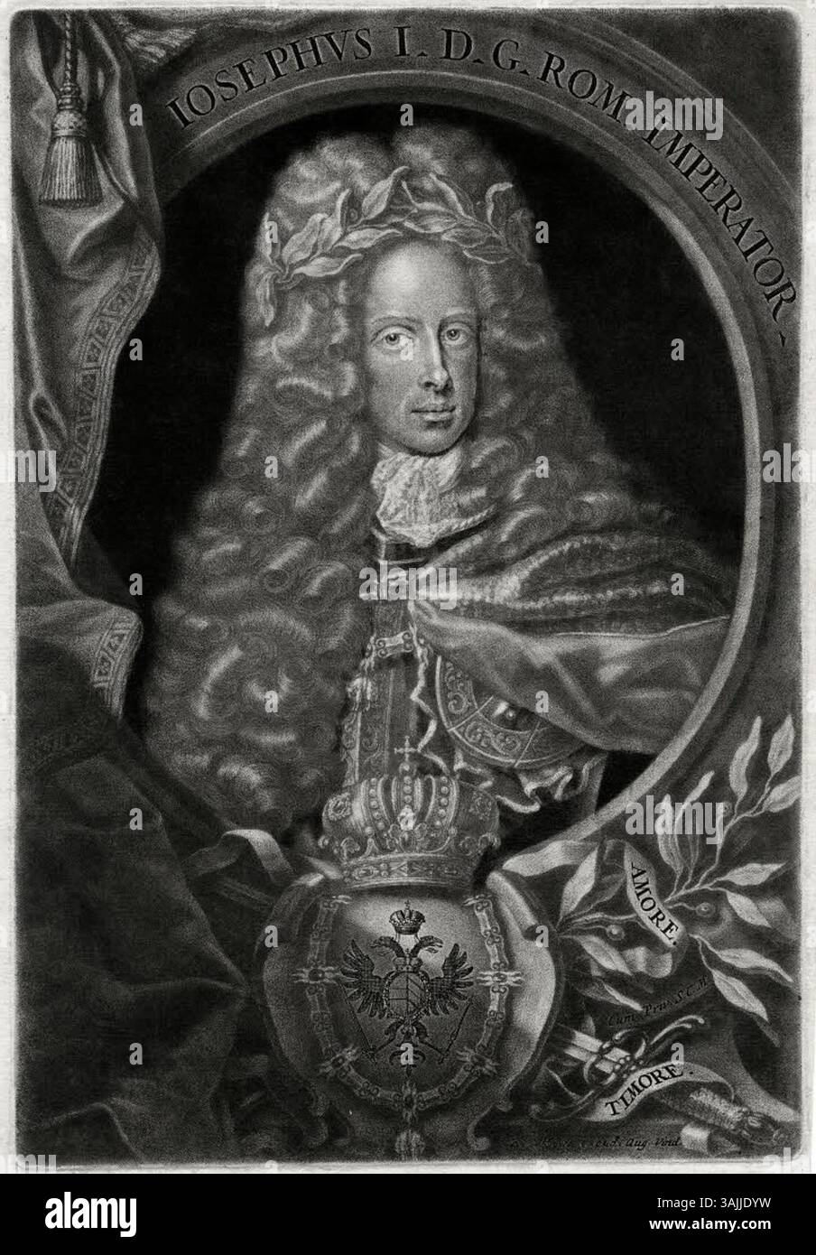 This mezzotint print from Christopher Elias Heiss features a portrait ...