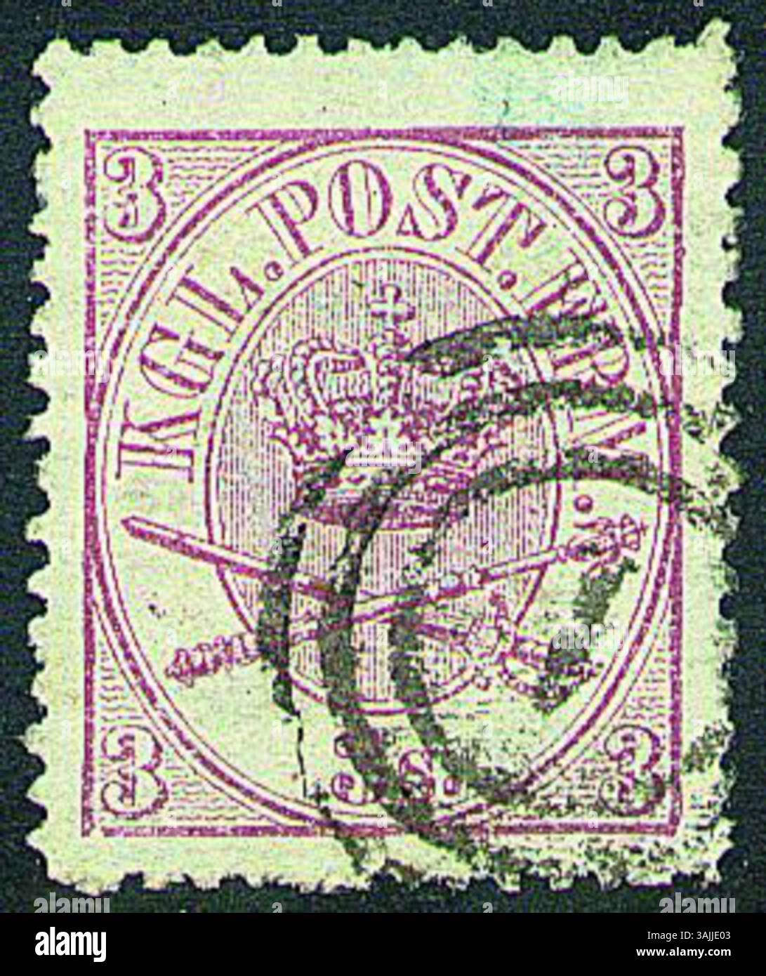 This 1864 3 Skilling stamp from Denmark features intricate design ...