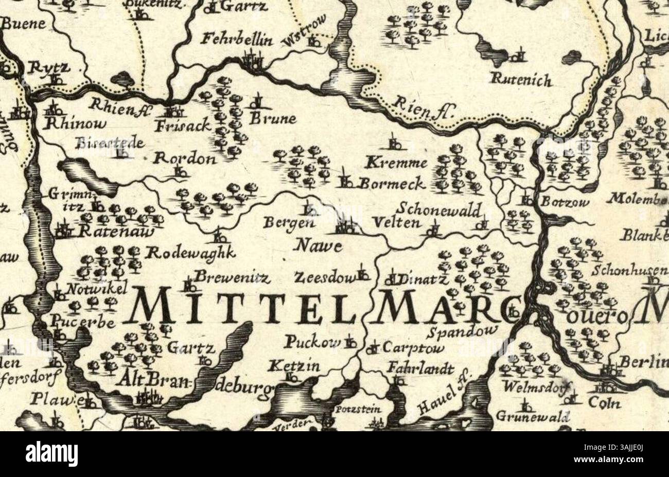 Giacomo Cantelli da Vignola’s 1687 map of Brandebvrg region includes ...