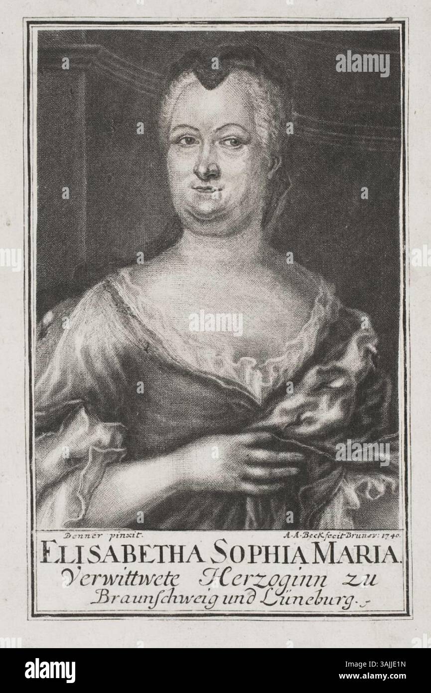 This mezzotint print after Denner portrays Elisabeth Sophie Marie of ...