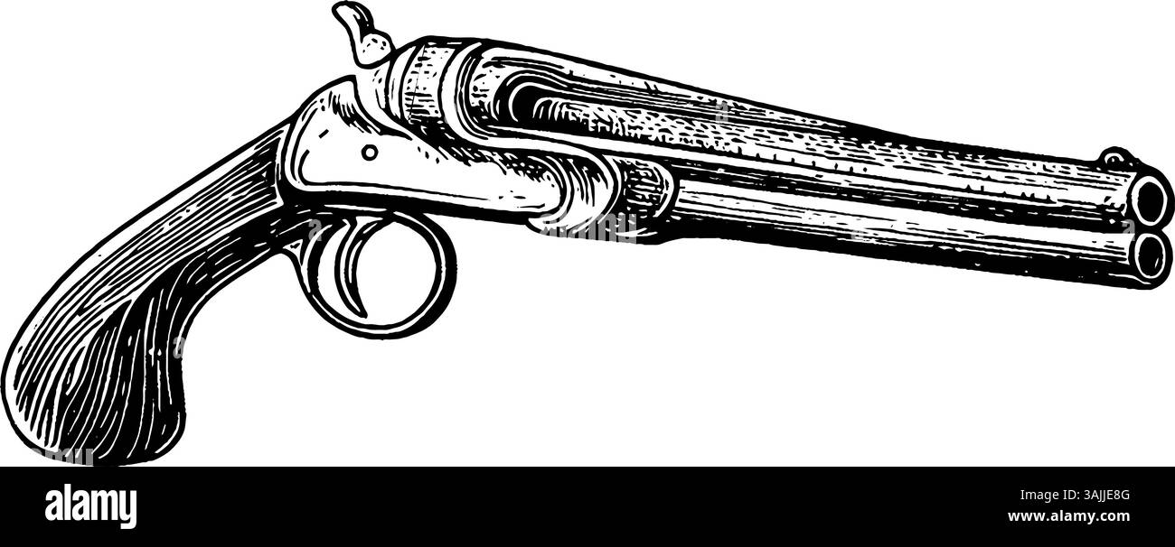 Antique double barrel shotgun Stock Vector Images - Alamy