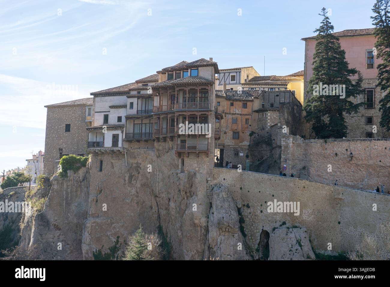 Casa Colgadas at Dusk - Iconic Cliff Houses of Cuenca, Spain Stock ...