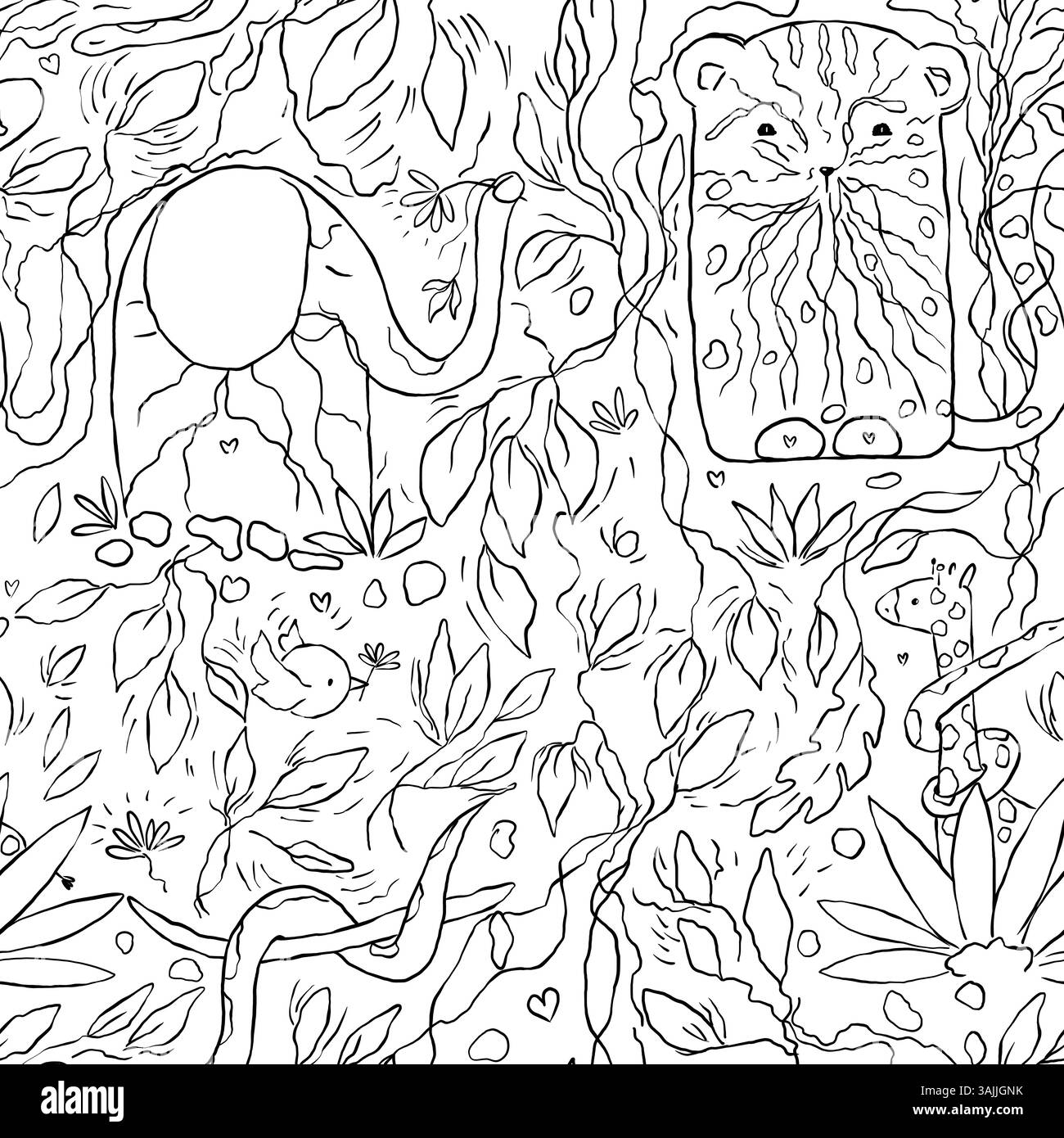 Bird on flower pattern Black and White Stock Photos & Images - Alamy