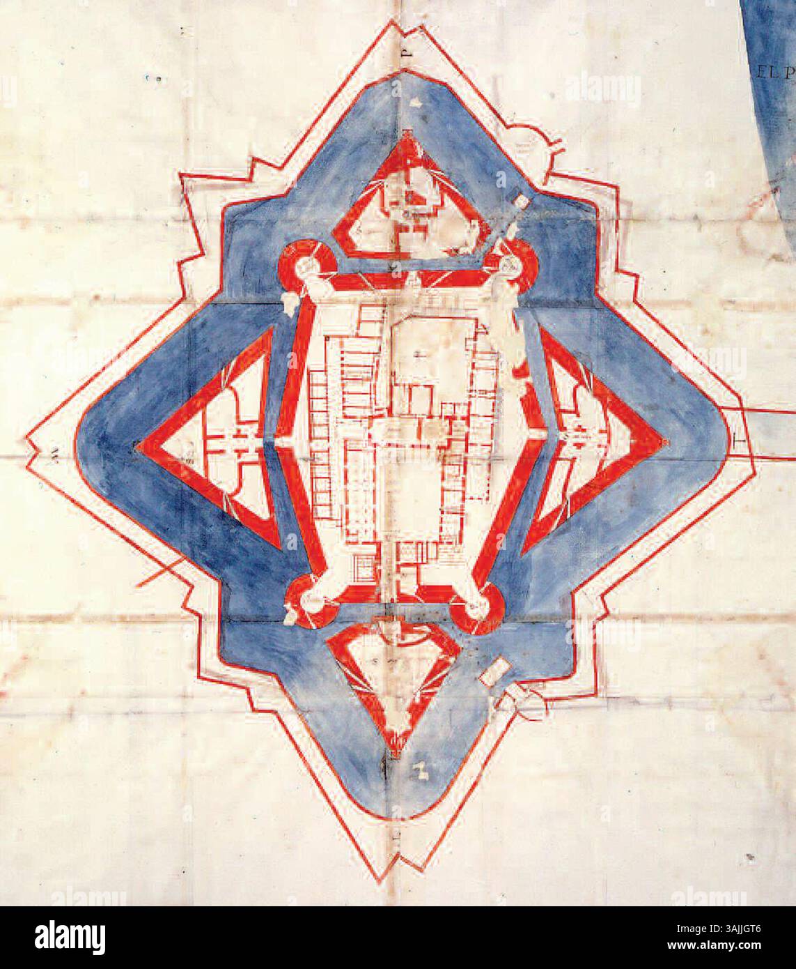 This 1575 map of the Castello di Casale Monferrato depicts the layout and structure of the ...