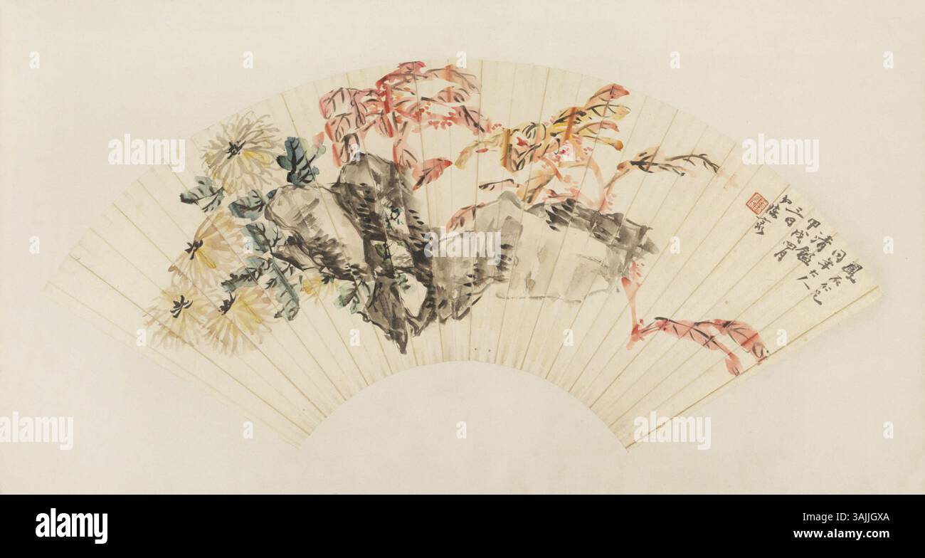 This fan painting from the Palace Museum features traditional Chinese ...