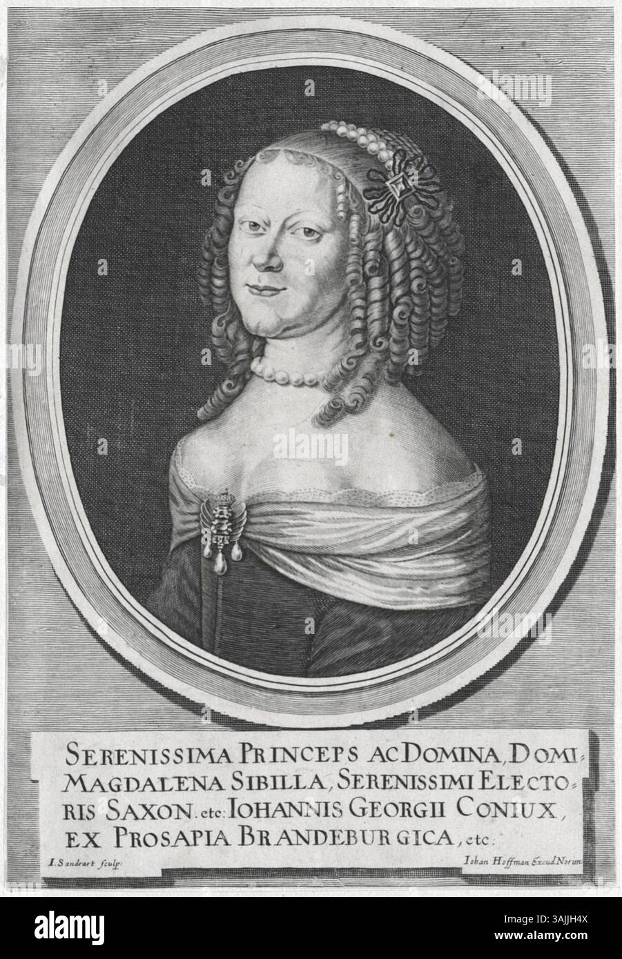 Engraving by Joachim von Sandrart, depicting Magdalene Sibylle ...
