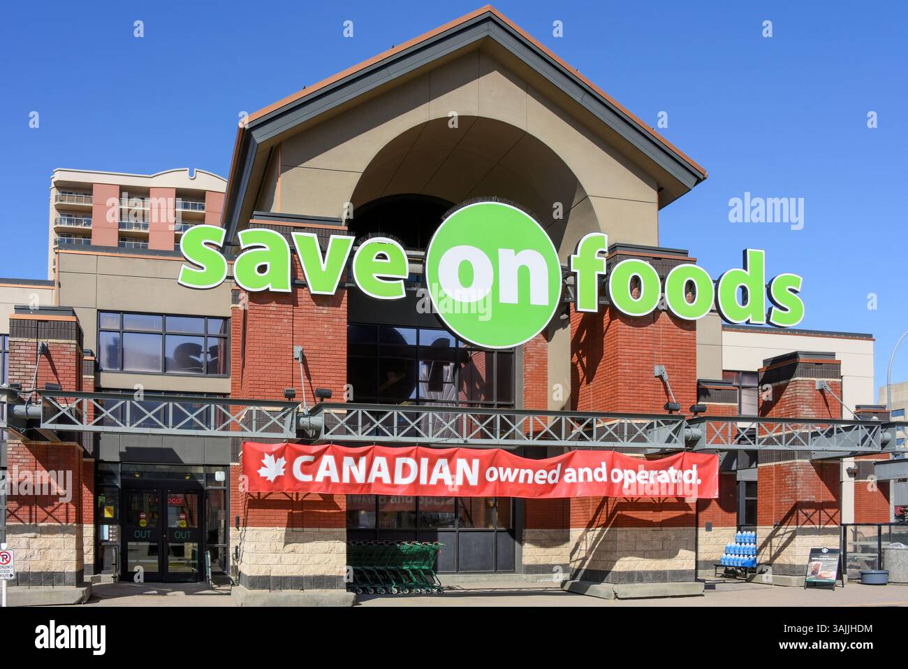 Edmonton Alberta - April 3, 2025: Save on Foods grocery store on 109 ...