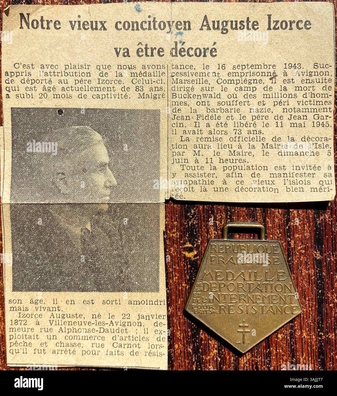 April 11,2025. Medal of deportation, press article. Private archives of ...