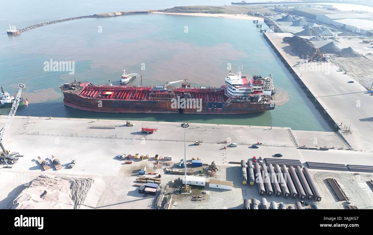 The tanker Stena Immaculate is docked by tugs at the Port of Great ...