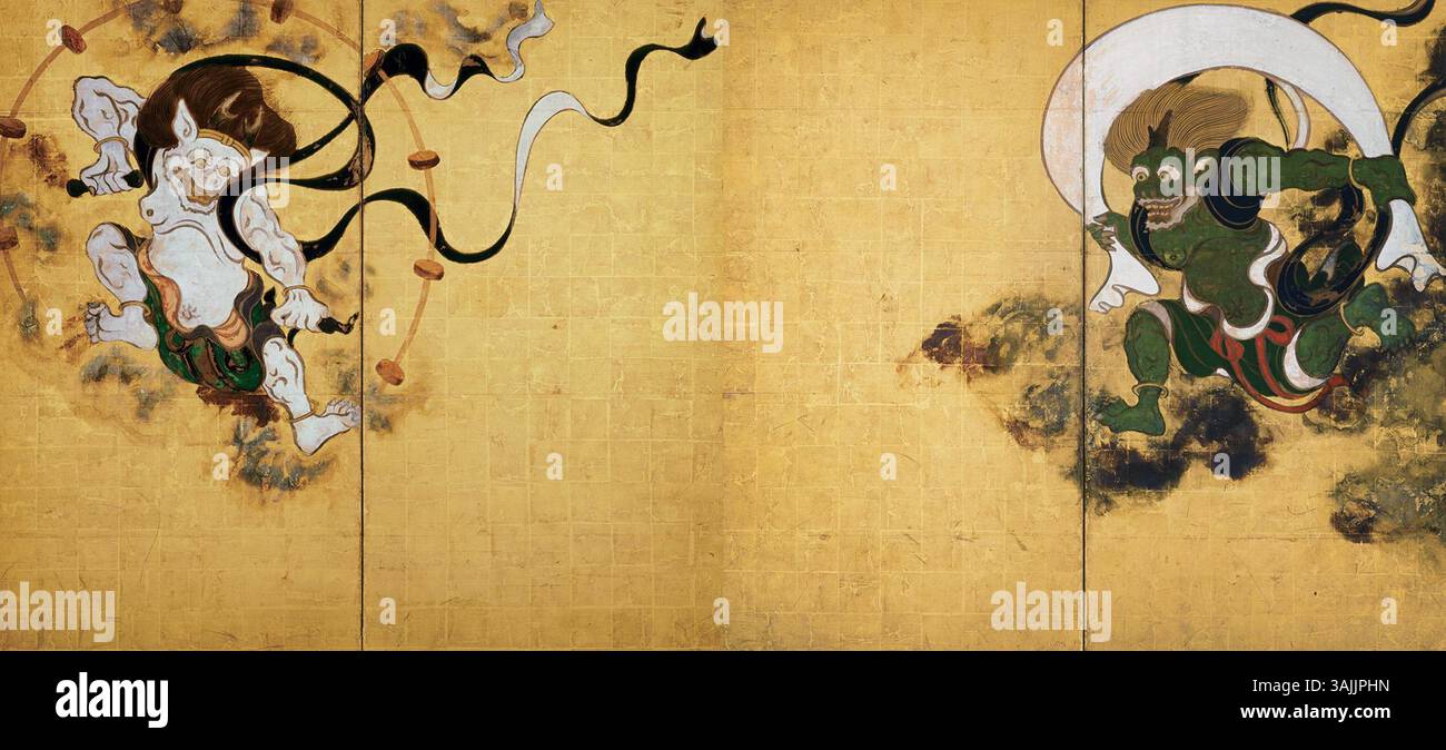 Tawaraya Sotatsu's painting 'Wind God Fujin and Thunder God Raijin ...