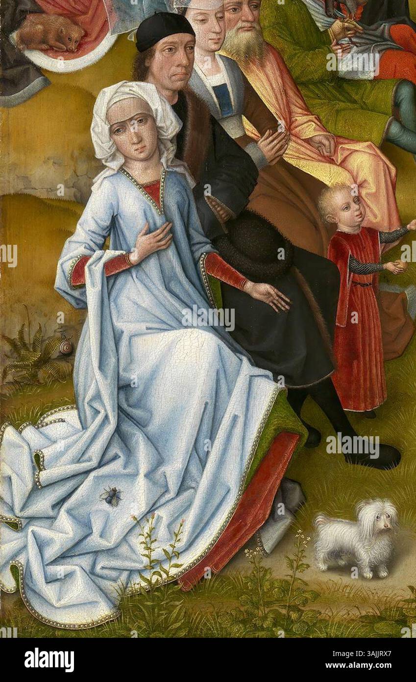 Detail from the central panel of a triptych depicting Christ's miracles, featuring the ...