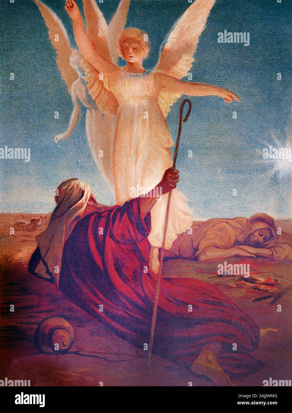 Illustration of The Angels appearing to the Shepherds of Bethlehem by P.R.Morris (Luke ...