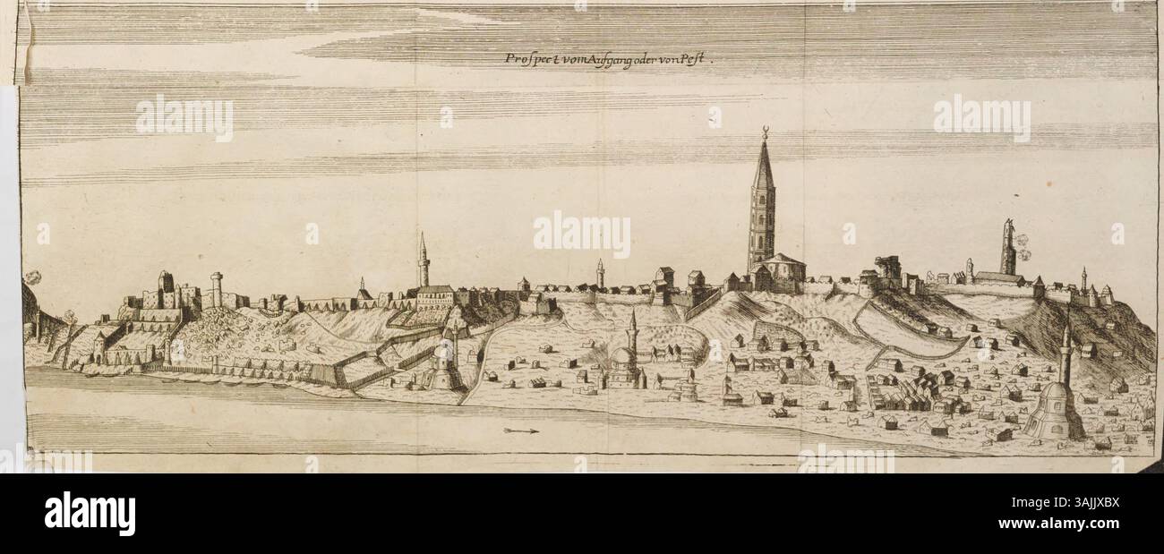 View of Buda from Pest, 1686, illustrated by an unknown engraver, part ...