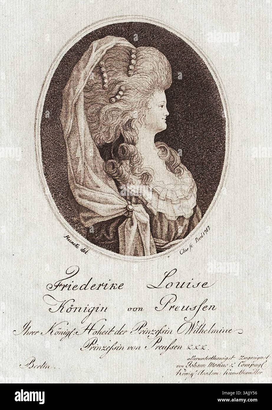 An 18th-century engraving of Frederica Louisa, Queen of Prussia ...