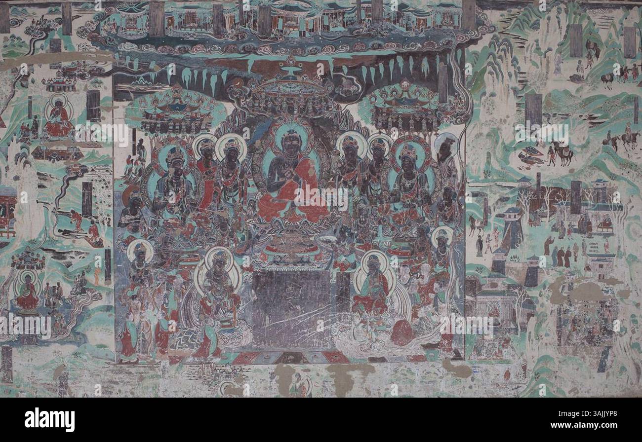 This 8th-century mural painting in the Mogao Caves depicts the Lotus ...