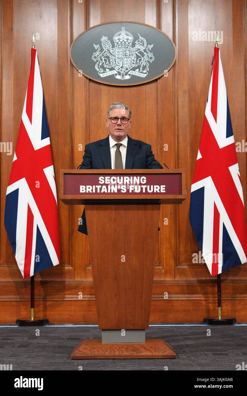 Prime Minister Sir Keir Starmer speaking during a press conference in ...