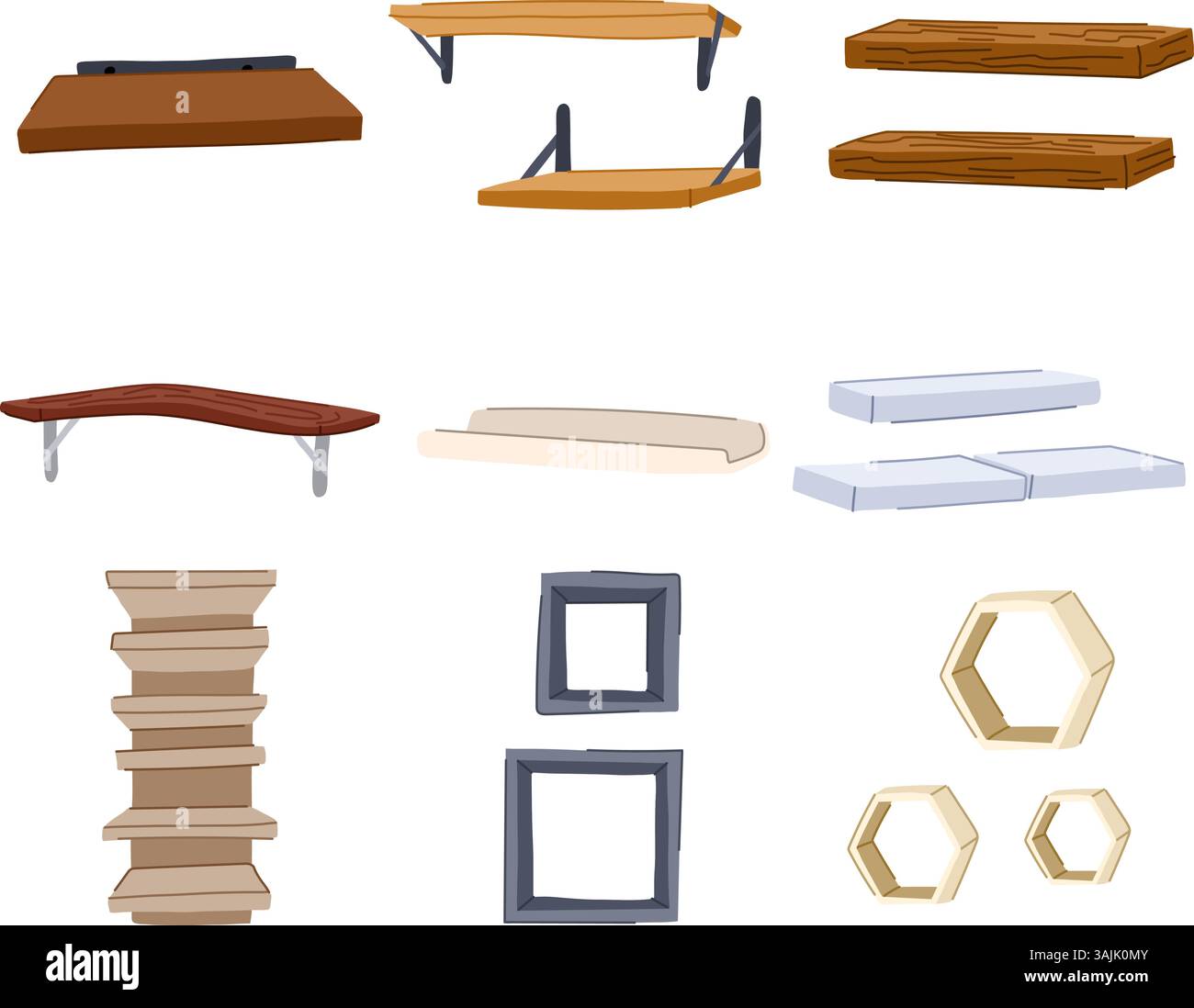 floating shelves set cartoon vector illustration Stock Vector Image ...