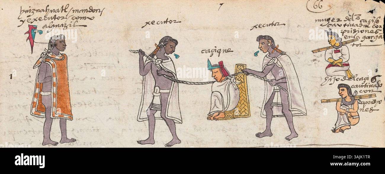 Illustration from the Codex Mendoza, depicting the execution of a ...