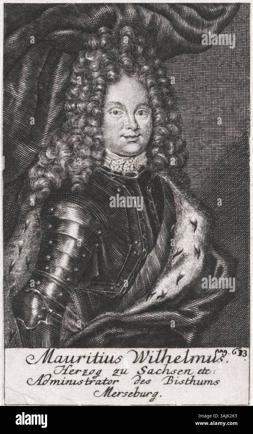 This 18th-century engraving depicts Maurice Wilhelm, Duke of Saxe ...