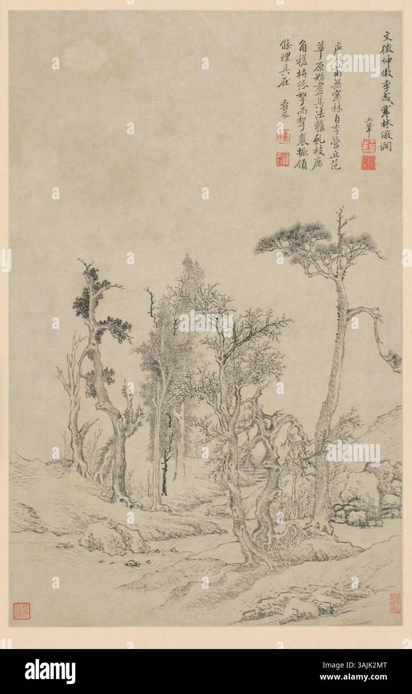 Wang Hui's painting, reflecting his mastery of landscape composition ...