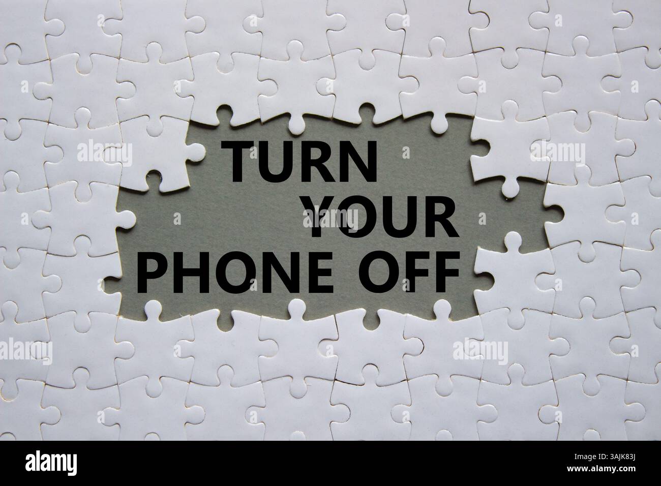 Turn Your Phone off symbol. White puzzle with words Turn Your Phone off ...