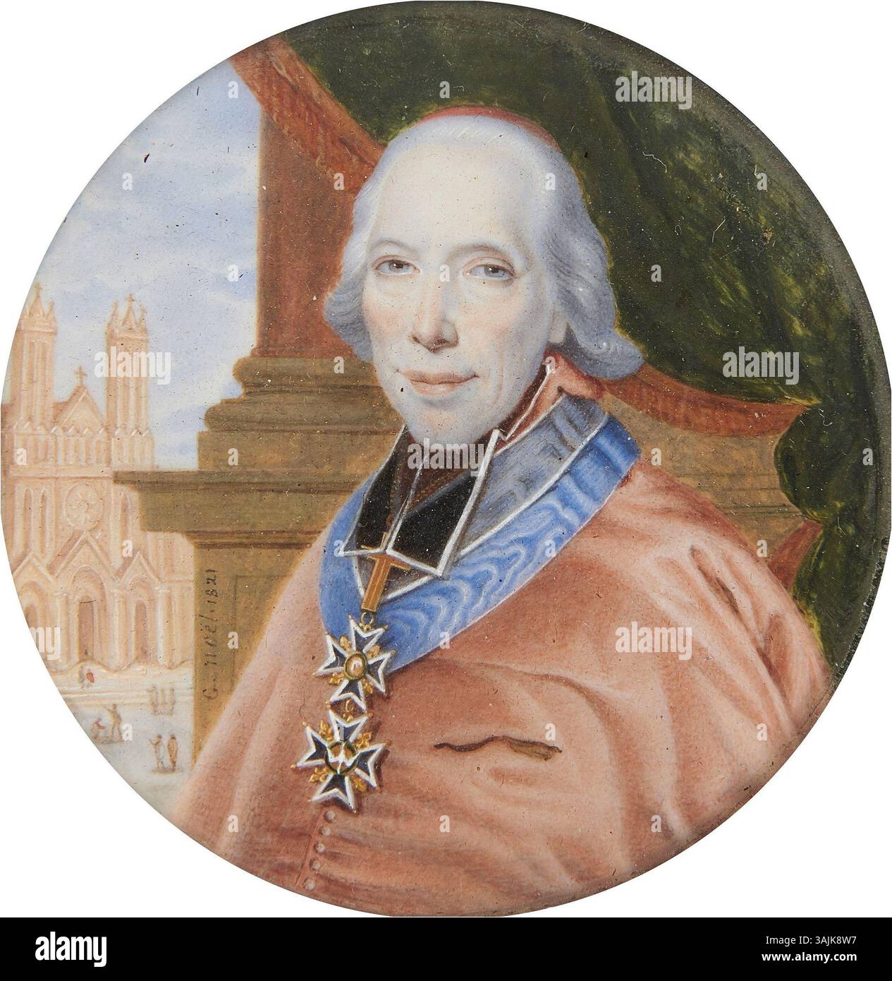 This 1821 miniature portrait by G. Noël depicts Cardinal de Talleyrand ...