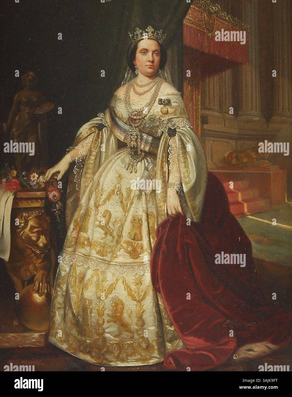 19th-century portrait of Queen Isabel II of Spain, capturing the queen ...