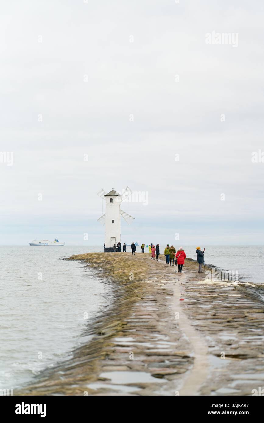 The mill beacon, Muhlenbake, the landmark of the town of Swinoujscie on ...