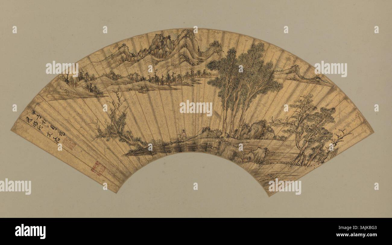 This fan painting, housed in The Palace Museum, exemplifies traditional ...