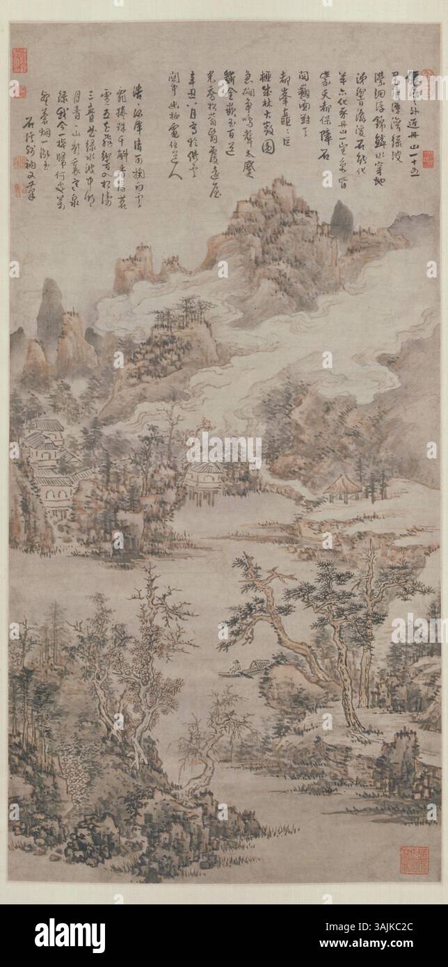 A Chinese painting on paper, housed in The Palace Museum, uses ink and ...