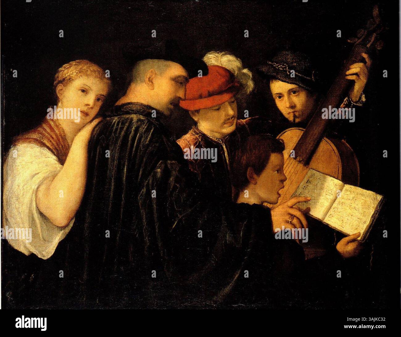 Attributed to Alessandro Varotari, the painting 'Concerto' from 1620 ...