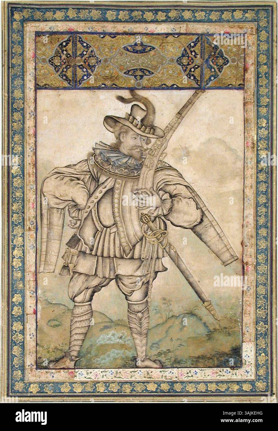A Mughal School drawing from around 1615 depicts the Portuguese Admiral ...
