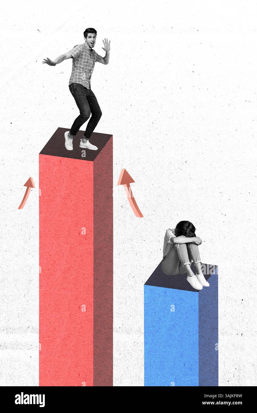 Creative collage concept showcasing contrast between success and ...