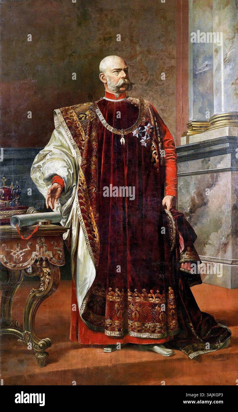 A 1908 portrait of Emperor Franz Joseph I of Austria wearing the ...