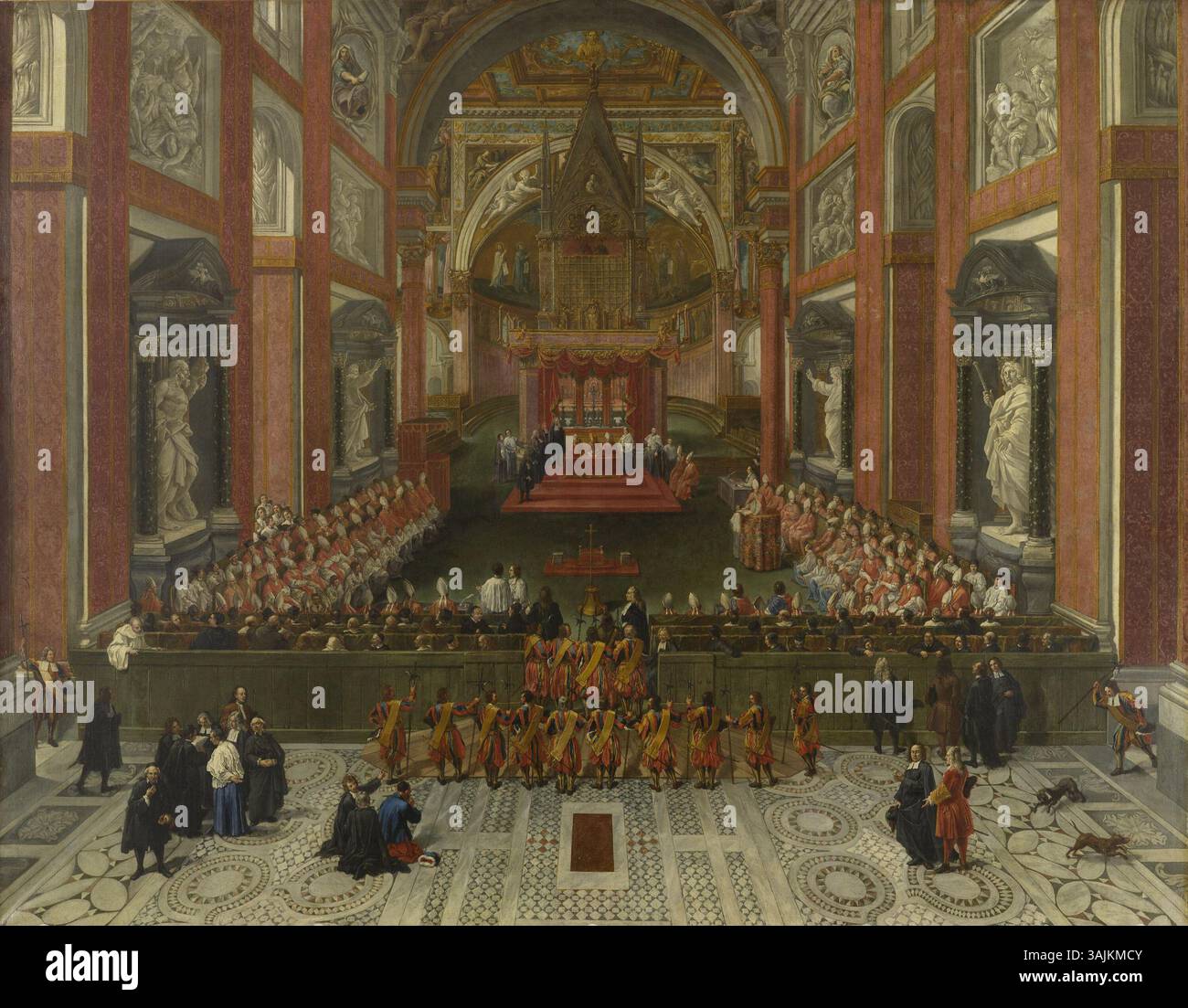 This 18th-century painting by Pier Leone Ghezzi portrays Pope Benedict ...