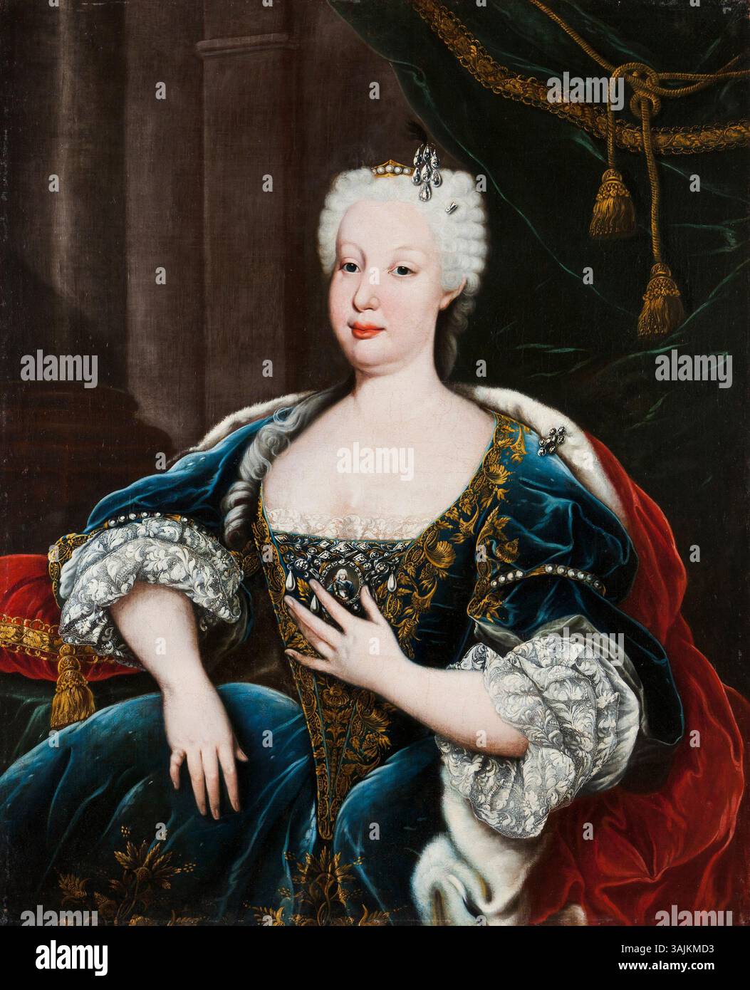 This portrait, created in the circle of Louis-Michel van Loo, features ...