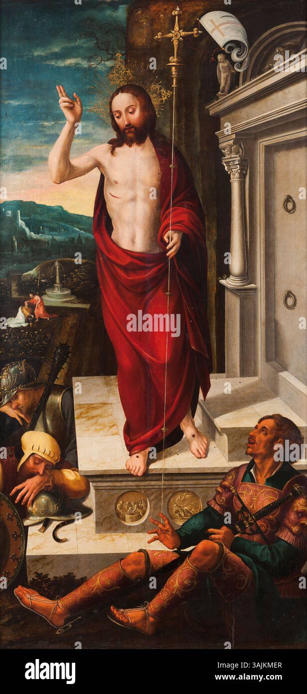 This artwork, attributed to Cristóvão de Figueiredo and Diogo de Contreiras, depicts the ...