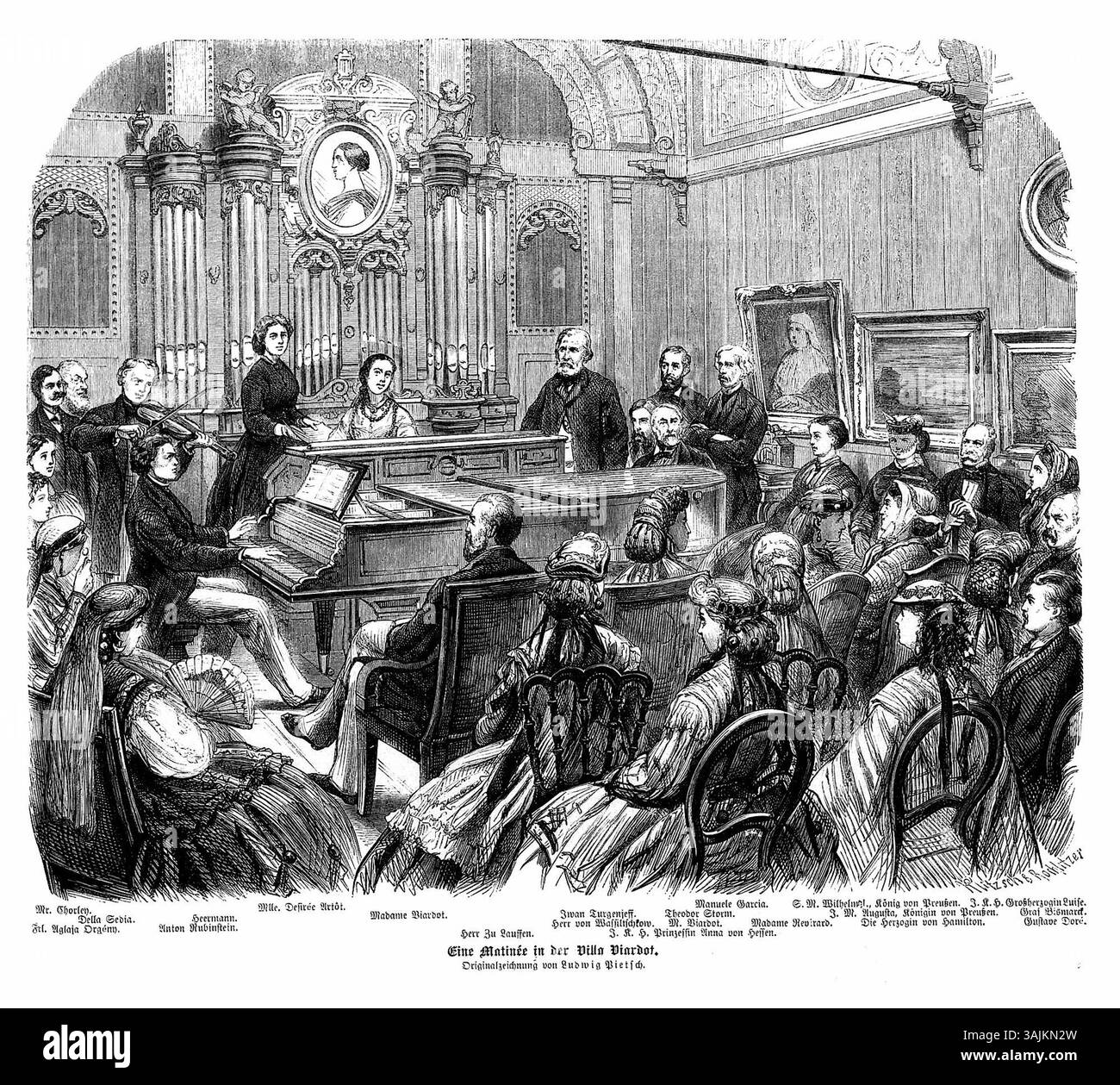 This 1865 engraving depicts the organ at the musical salon of French ...