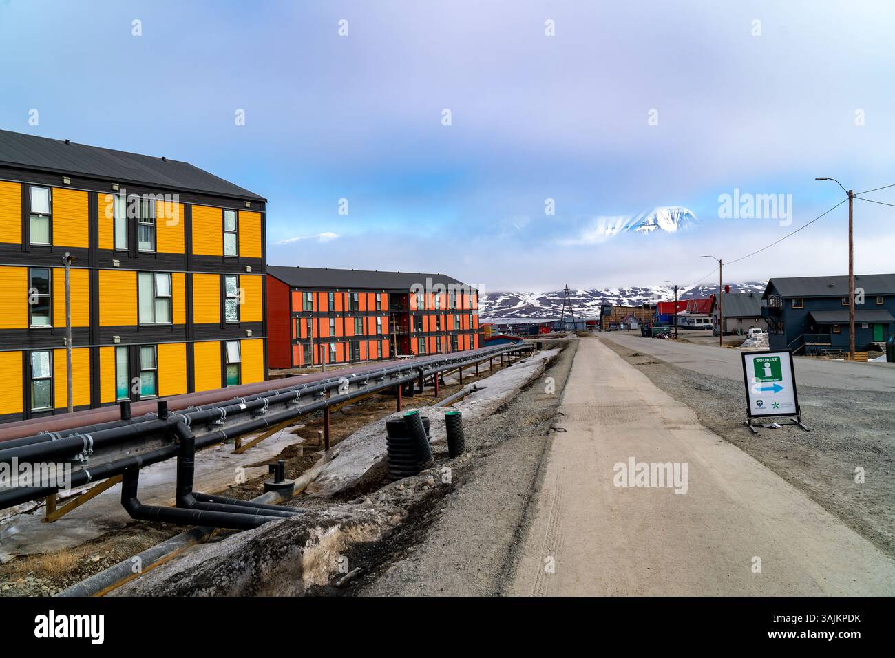 colorful houses in Longyearbyen town, Spitsbergen, Svalbard Norway ...