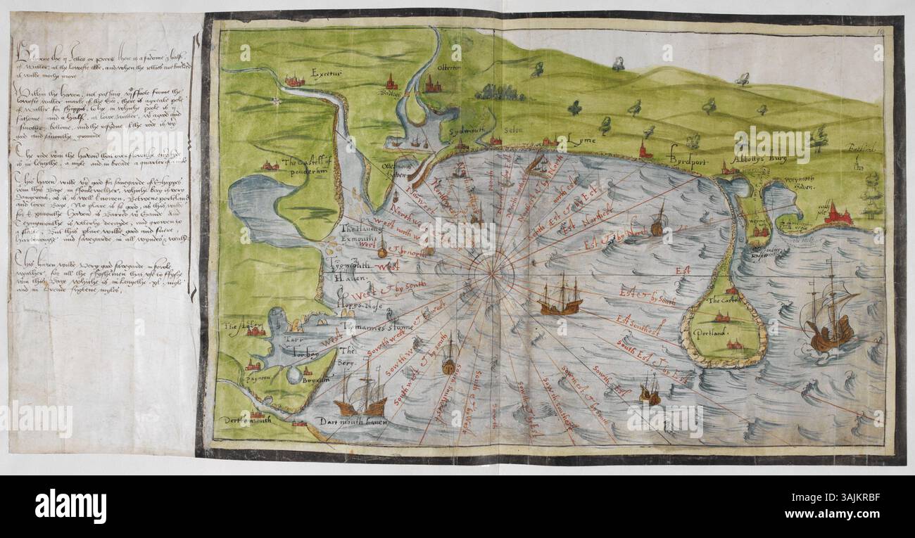 This manuscript map from Lord Burghley's Atlas (1579) shows the coasts ...