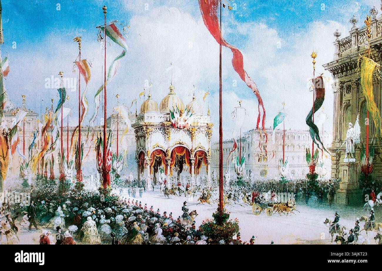 This 1860 painting by Carlo Bossoli depicts the opening of the first ...