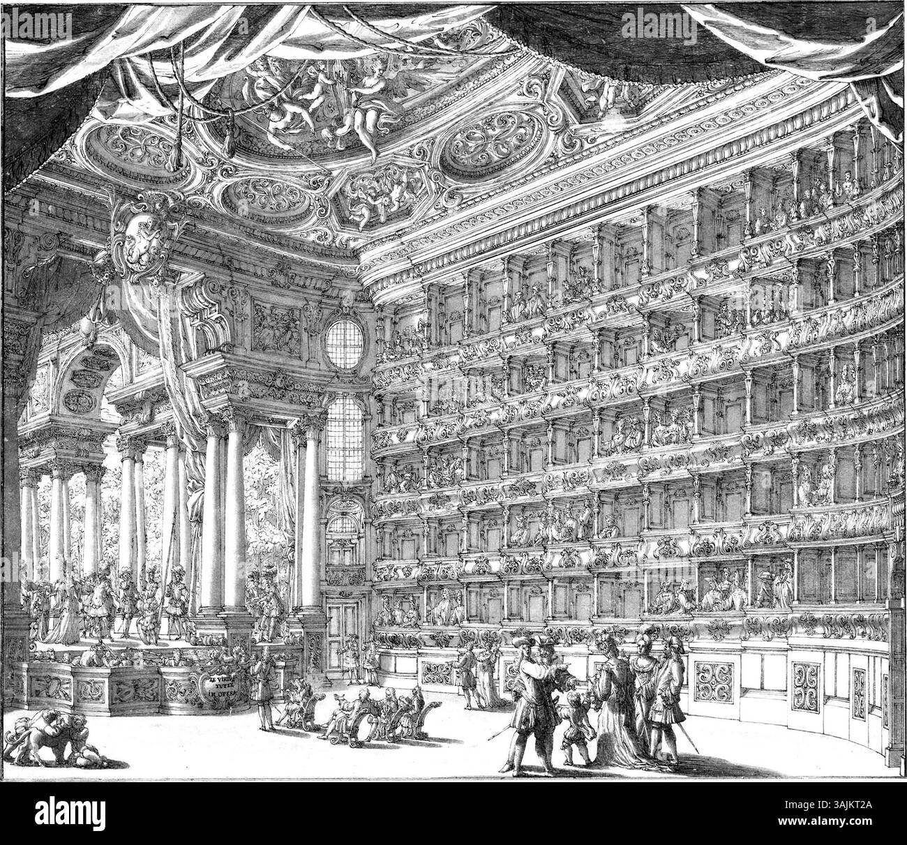 This greyscale drawing by Francesco Bibiena and Giuseppe Chamant ...